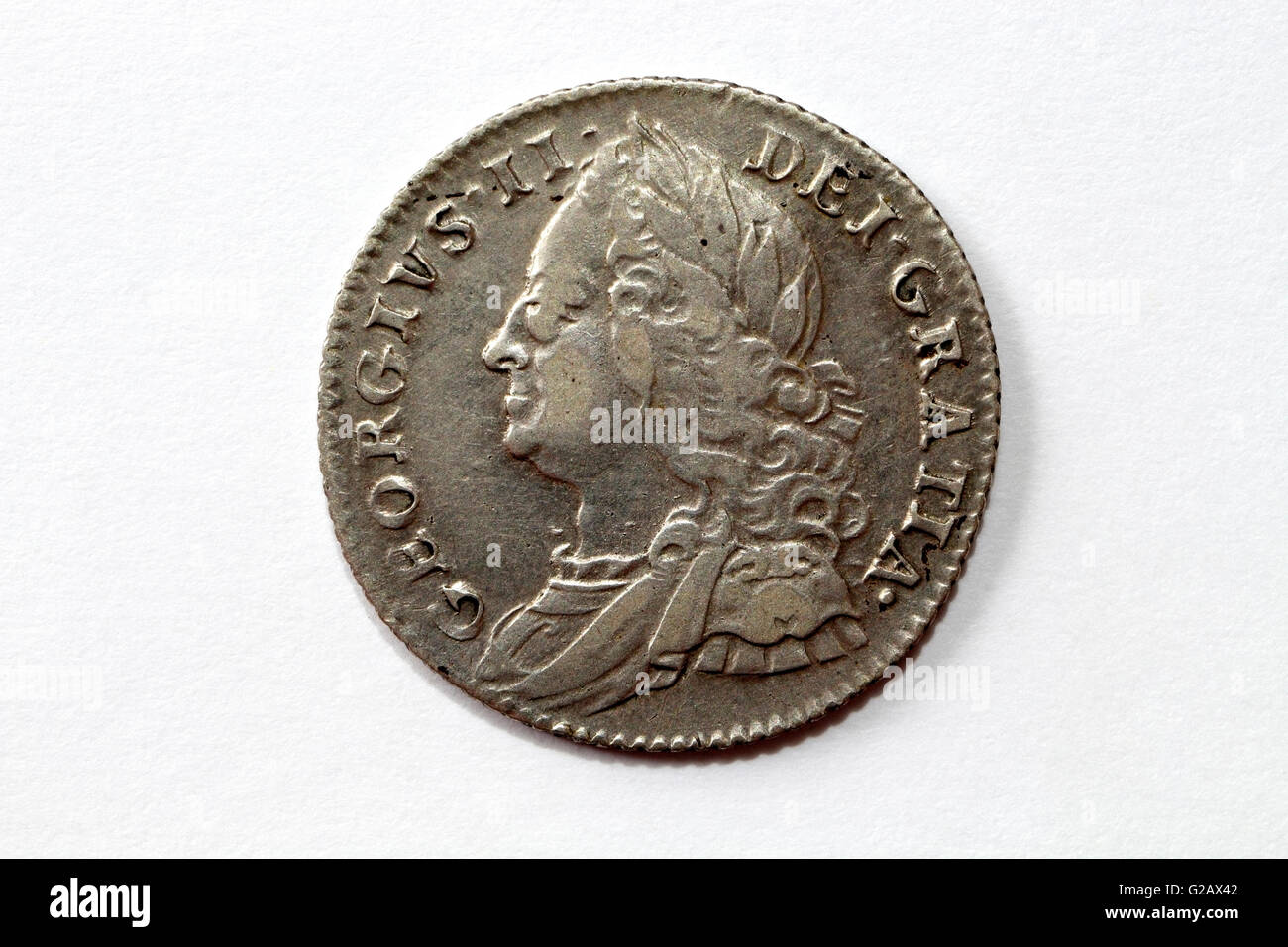 Effigy Bust of King George II the Second on British Silver Coin Stock ...