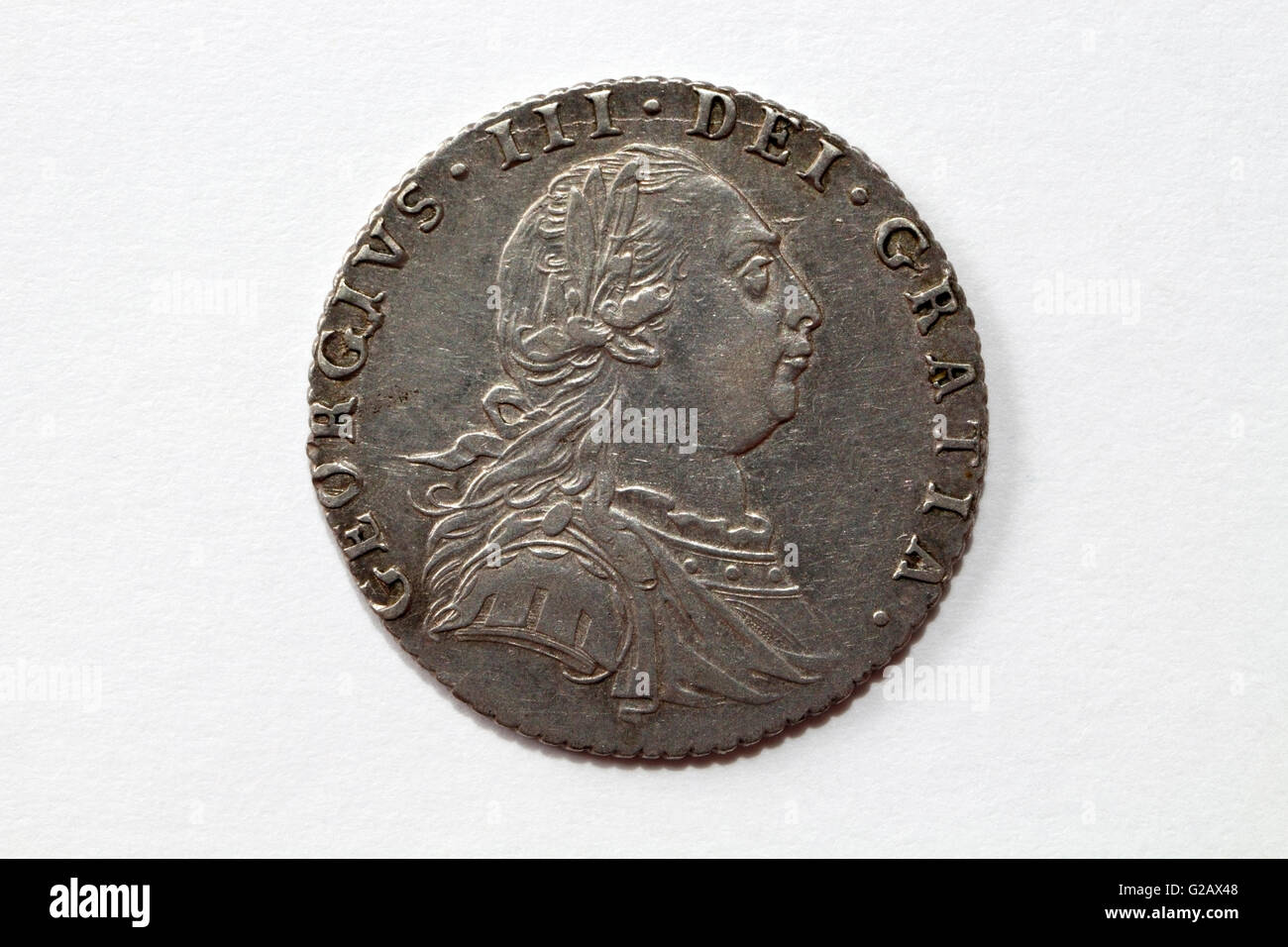 Effigy Bust of King George III Third on Silver Coin dated 1787 Stock ...