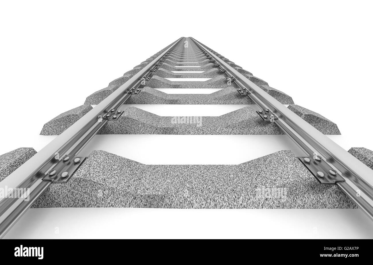 Illustration of a straight railroad track isolated Stock Photo - Alamy