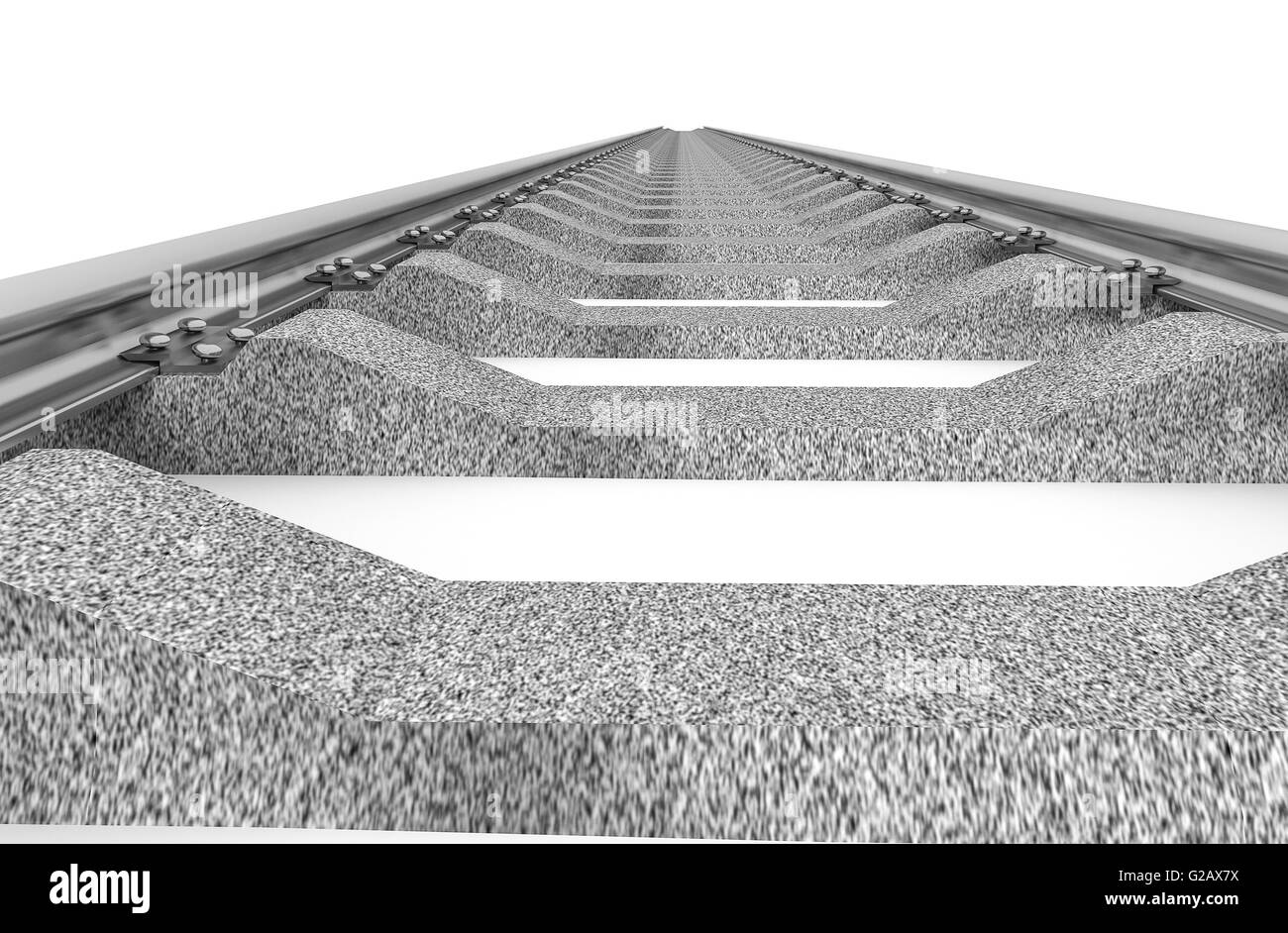 Illustration of a straight railroad track isolated Stock Photo - Alamy