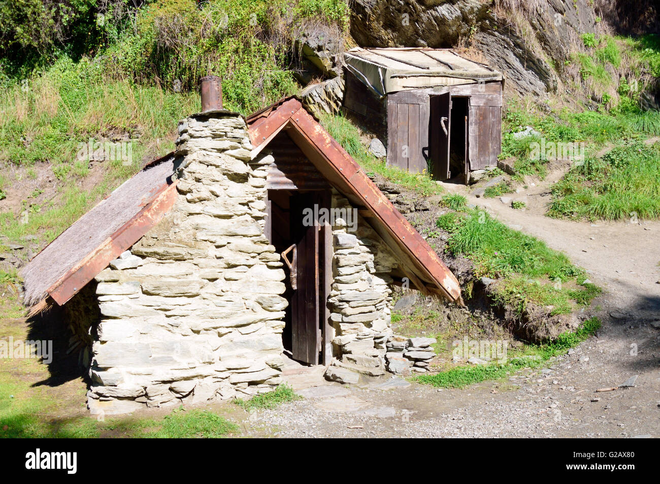 Restored Huts, Arrowtown Chinese Settlement Stock Photo - Alamy