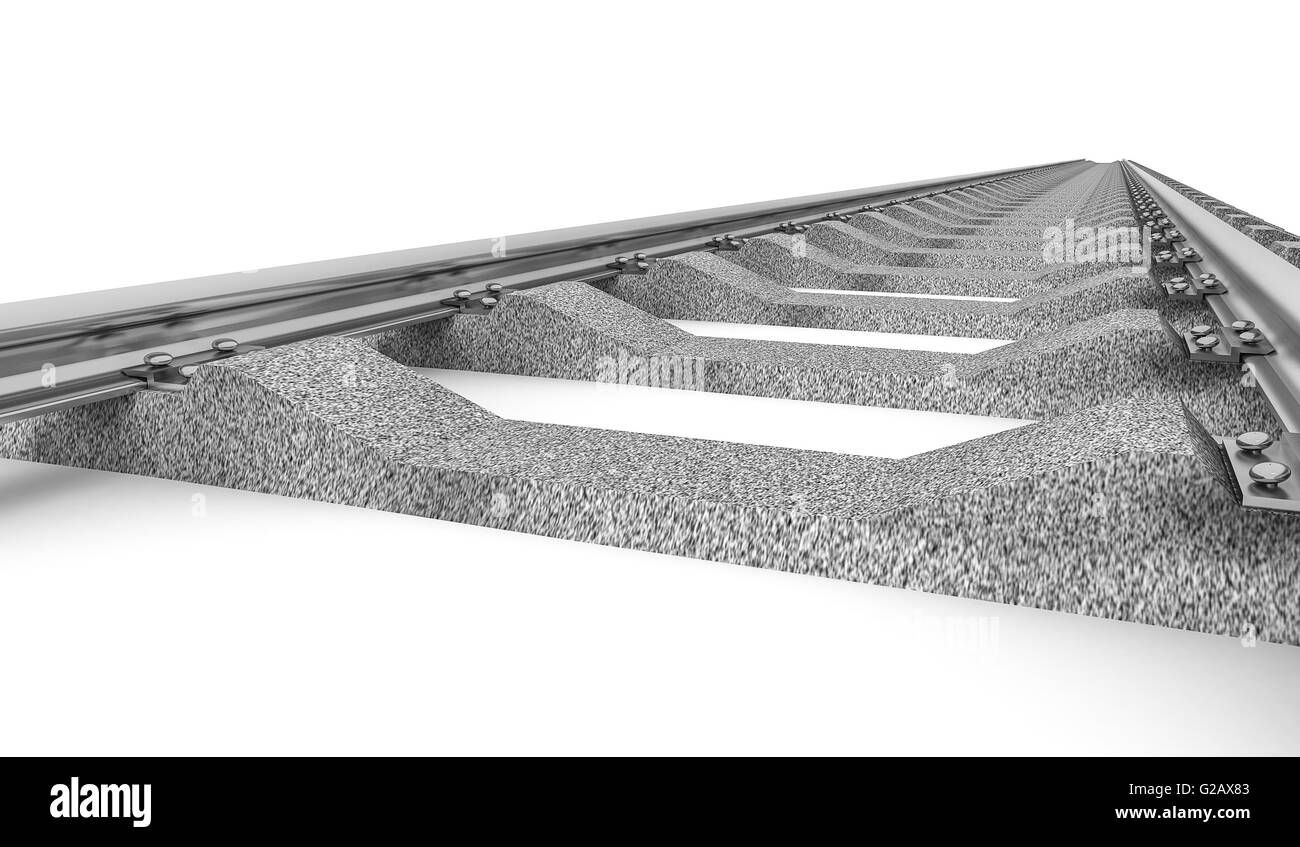 Illustration of a straight railroad track isolated Stock Photo - Alamy