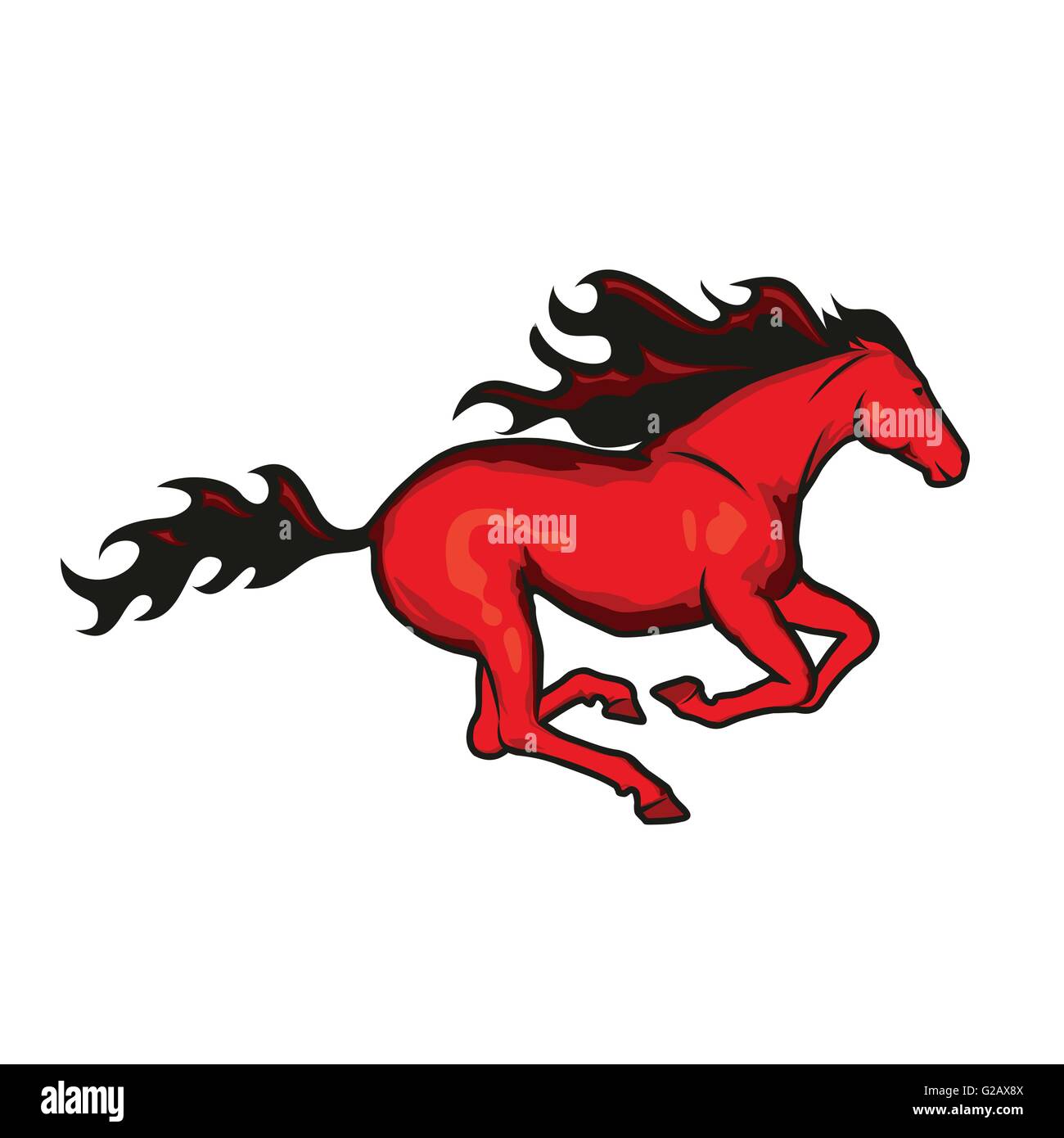 Red running horse isolated on white background Stock Vector Image & Art ...