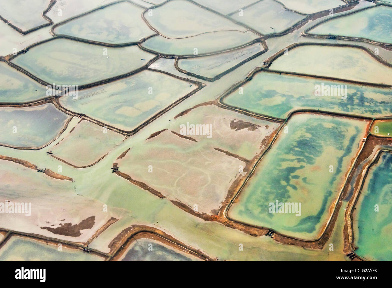 Aerial view of fishery along the coast of East China Sea, Xiamen ...
