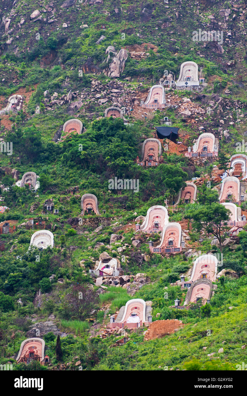 Graveyard in the countryside, Xiapu, Fujian Province, China Stock Photo ...