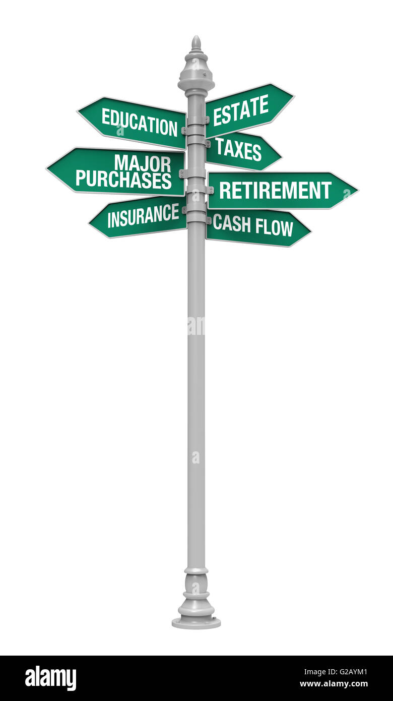 Direction Sign of Personal Financial Planning Stock Photo - Alamy