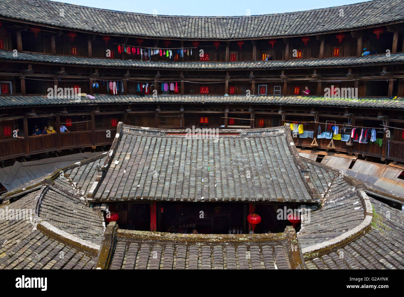 Inside Huaiyuan Tulou, UNESCO World Heritage site, Nanjing County ...
