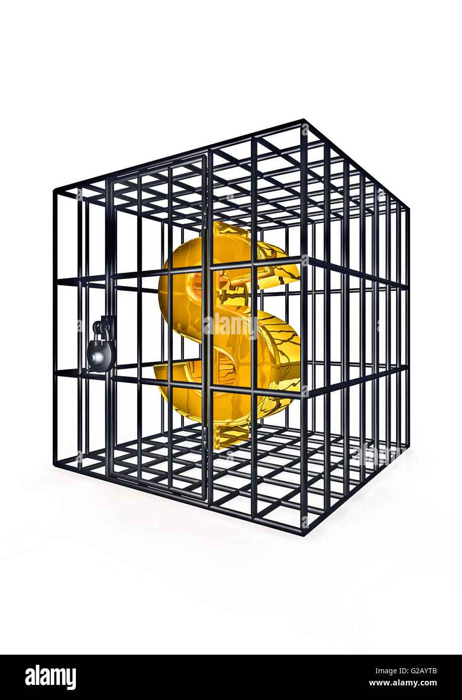 Caged dollar / 3D render of dollar symbol in metal cage Stock Photo - Alamy