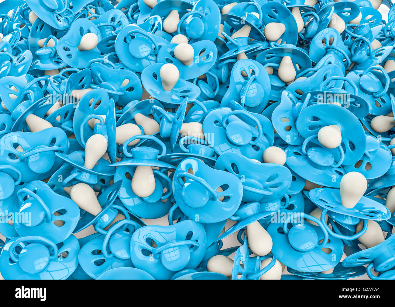 Pacifier boys background / 3D render of baby pacifiers Stock Photo - Alamy