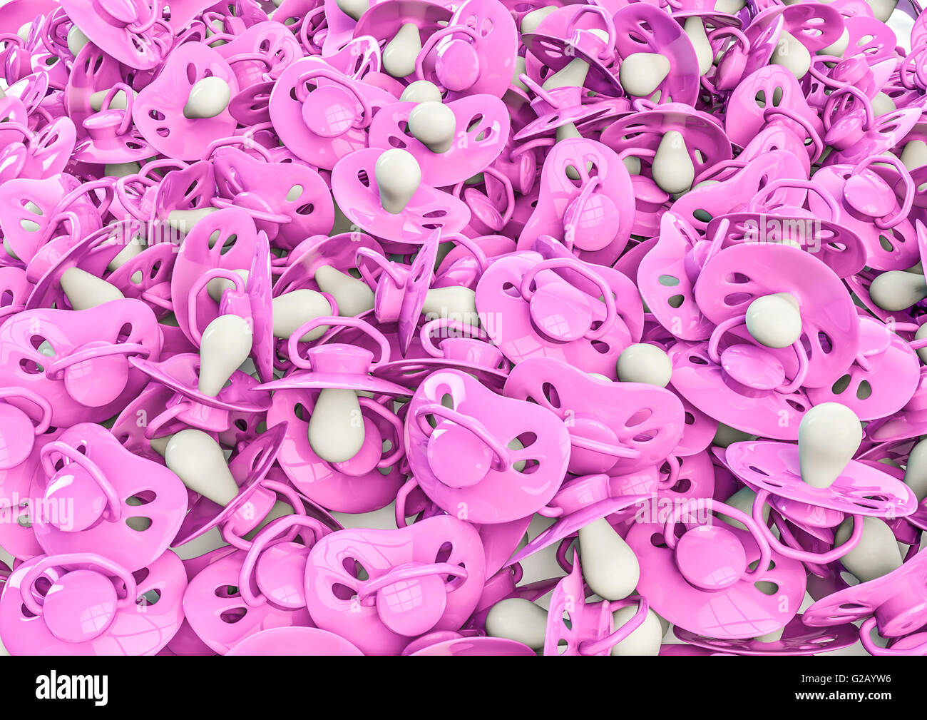 Pacifier girls background / 3D render of baby pacifiers Stock Photo - Alamy