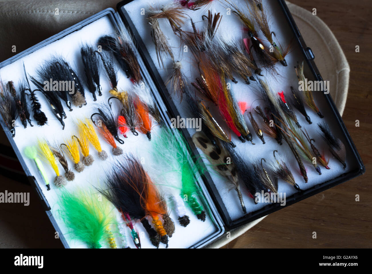 A pocket fly box containing assorted wet flies/lures used in Fly ...