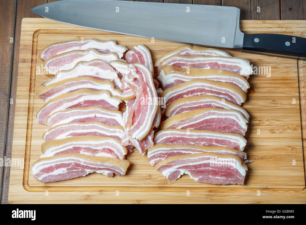 Raw Bacon, pork belly, ready for cooking and frying Stock Photo - Alamy
