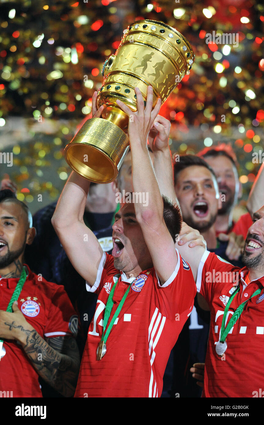 German Cup Final, Philipp Lahm from winner Bayern Munich celebrates ...