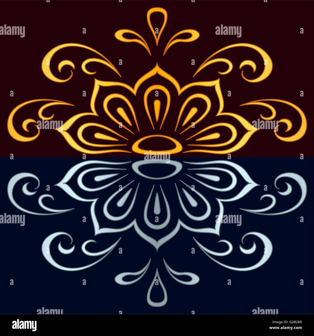 Blue gold silver ornament Stock Vector Images - Alamy