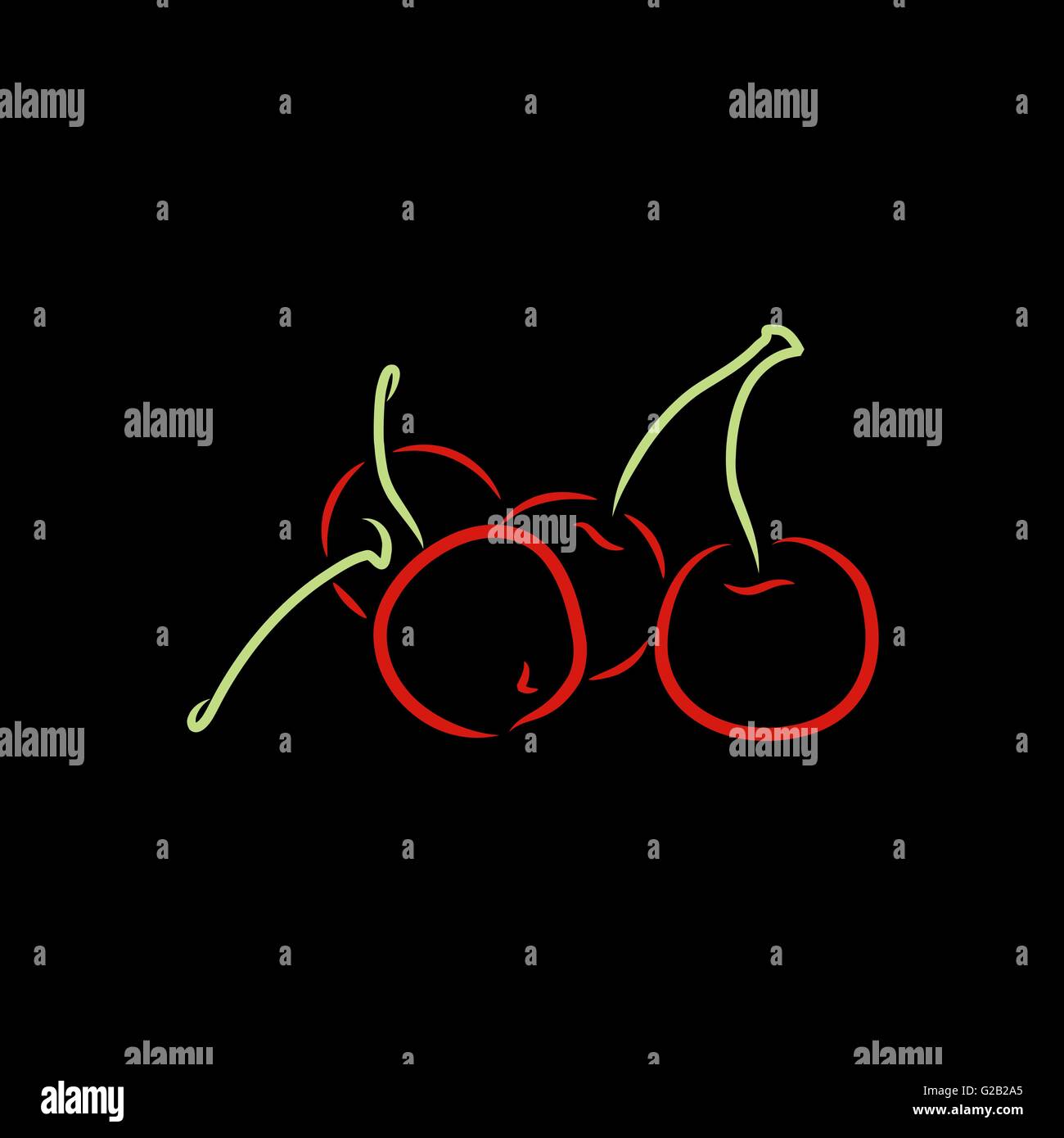 Colored outline of cherry, vector illustration Stock Vector Image & Art ...