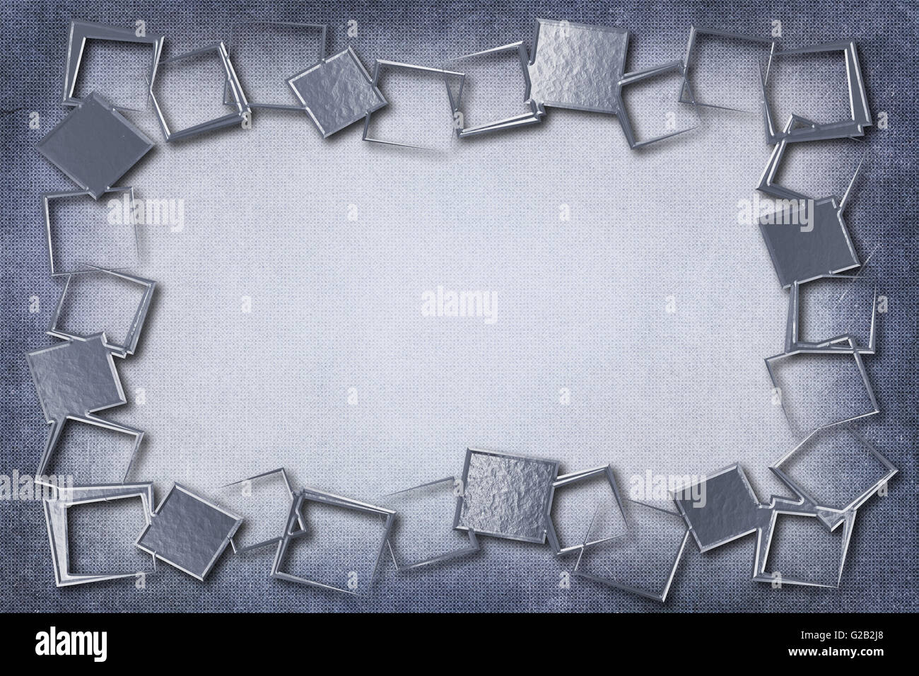 A modern decorative metallic silver frame with a textured background ...
