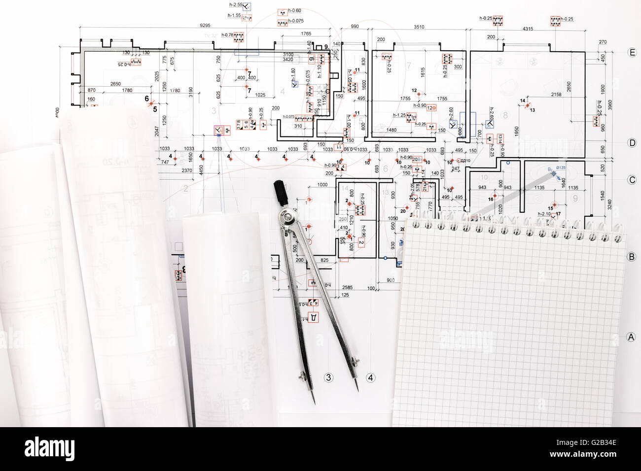 Architectural blueprints compass hi-res stock photography and images ...