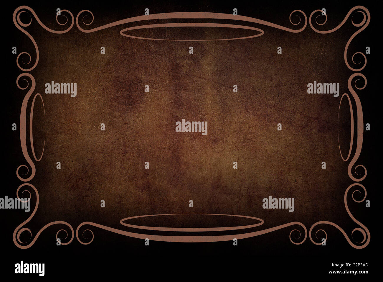 An antique decorative frame with a background with metal texture. Beige ...