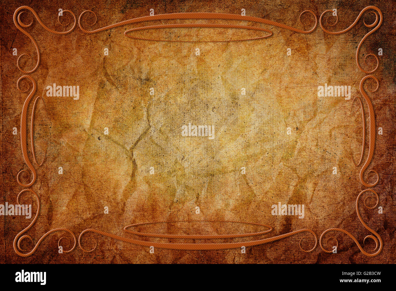 An antique decorative frame with a background with parchment texture ...