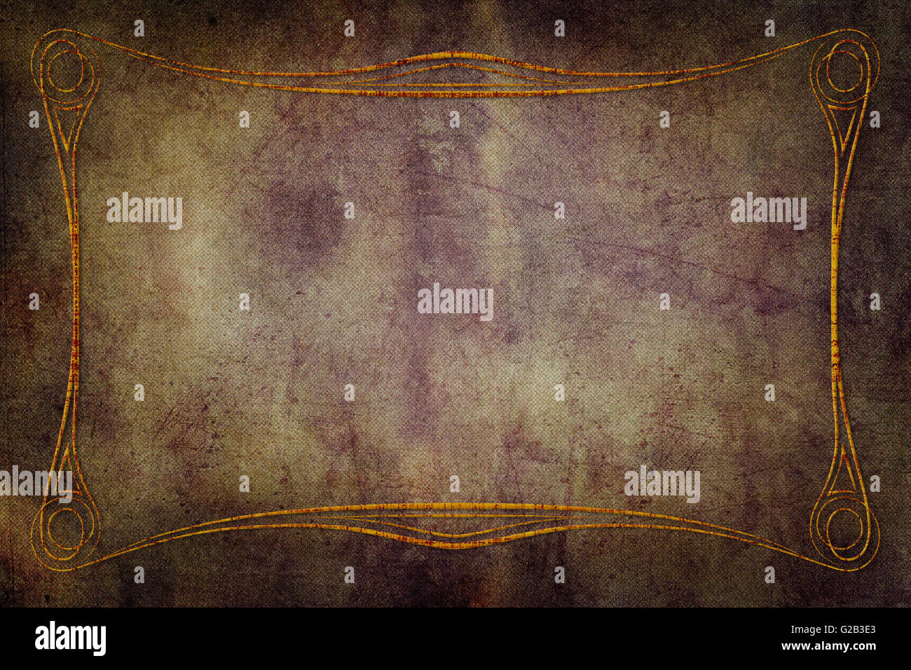 An antique decorative frame with a background with texture. Yellow ...