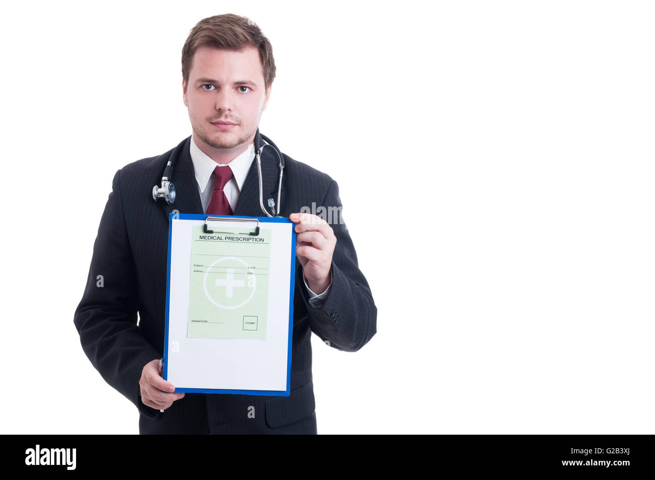 Medic or doctor showing medical prescription, rx or recipe Stock Photo ...