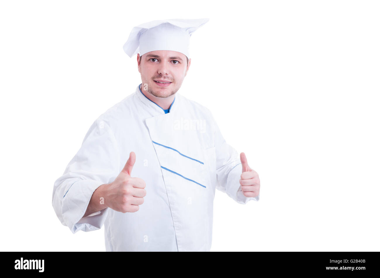 Cook or chef showing double like gesture with both hands isolated on ...