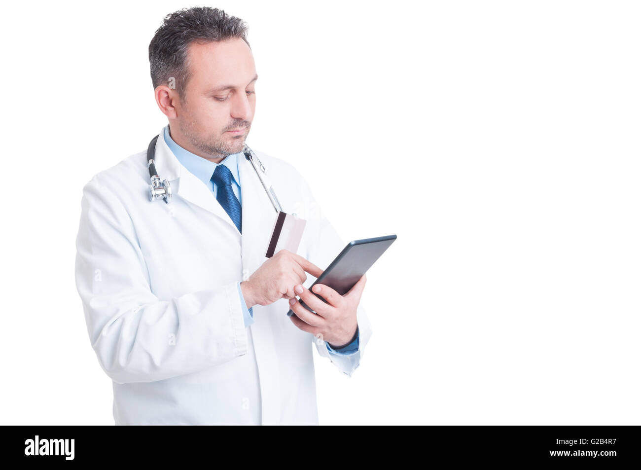 Online shopping tablet hand Cut Out Stock Images & Pictures - Alamy