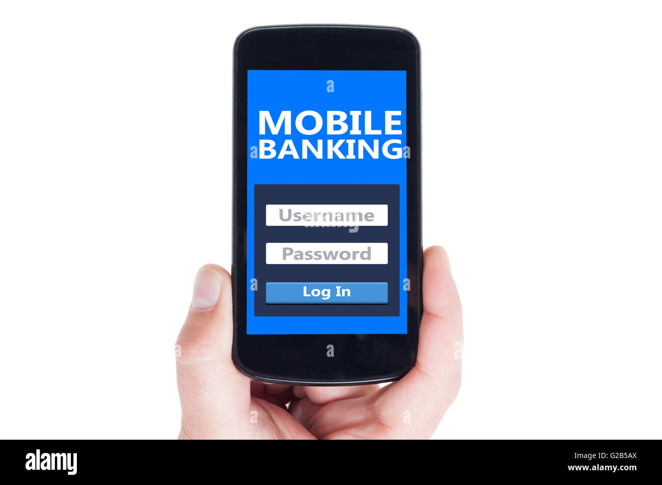 Mobile banking concept on smartphone screen or cellphone display Stock ...