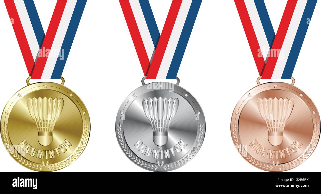 Set of badminton gold, silver and bronze medals. vector Stock Vector ...