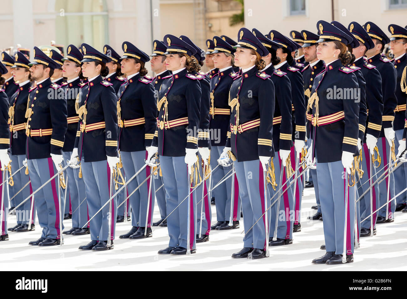 Rome, Italy - May 25, 2016: Men and women of the police in full uniform ...