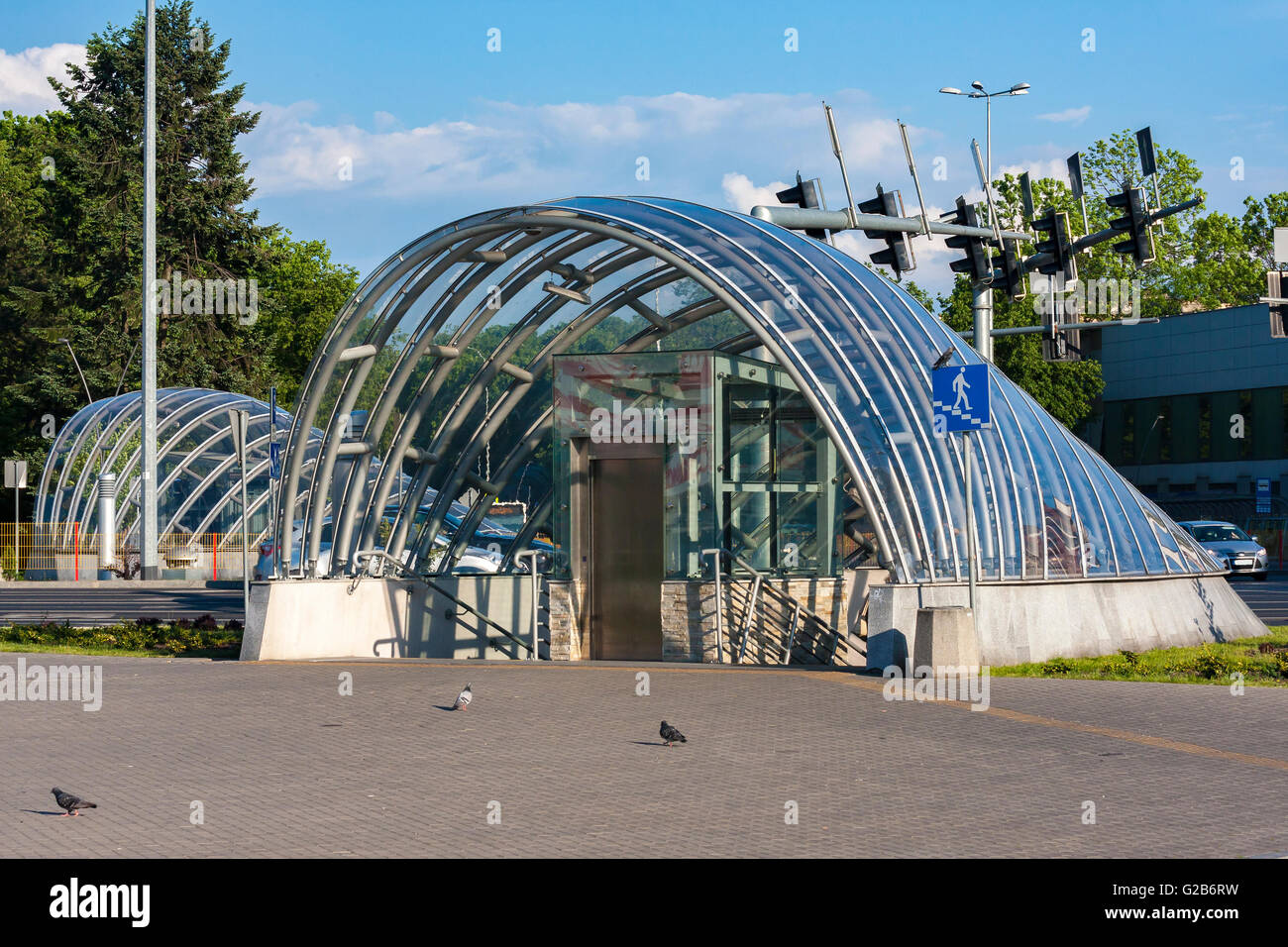 Modern urban architecture . Underground pedestrian crossing with stairs ...