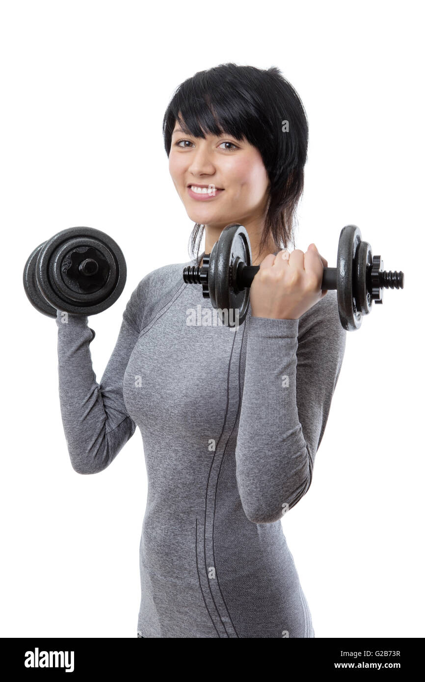 Woman lift dumbells hi-res stock photography and images - Alamy