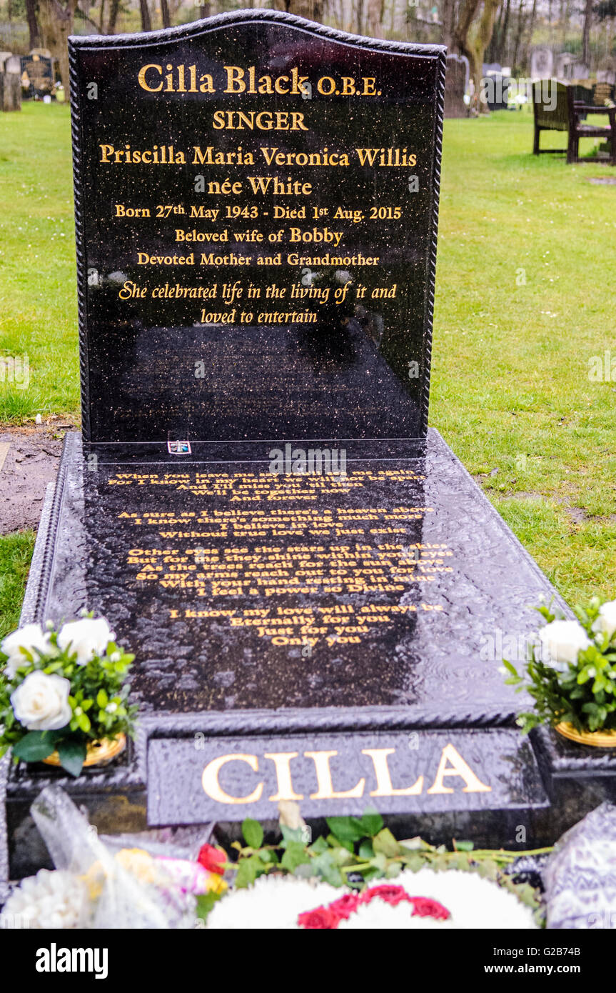 Gravestone of Cilla Black, Liverpool Singer and TV Star , in Allerton ...