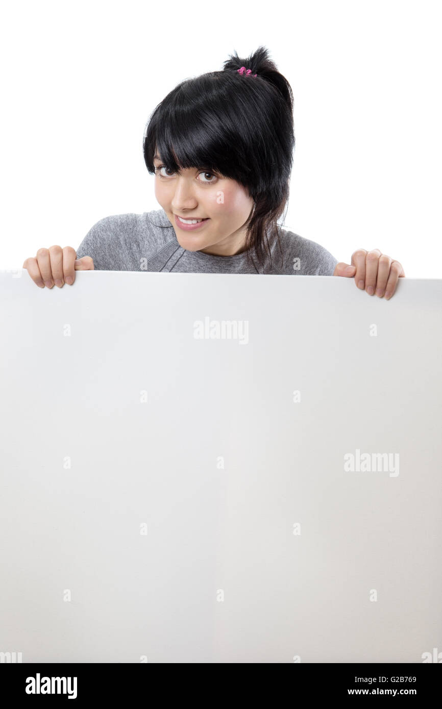 Female holding sign over face hi-res stock photography and images - Alamy