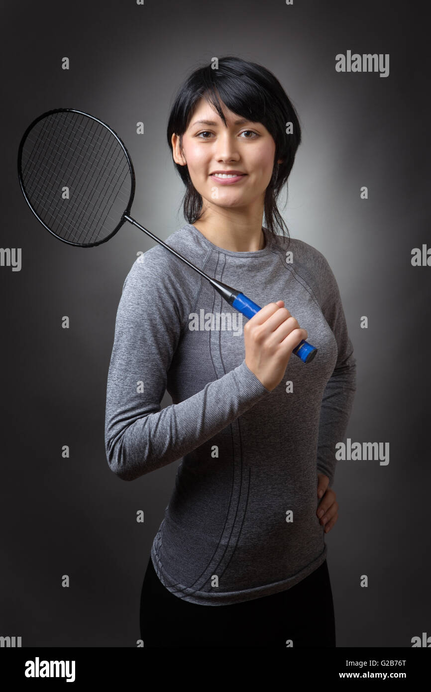Female athlete posing badminton racket hi-res stock photography and ...
