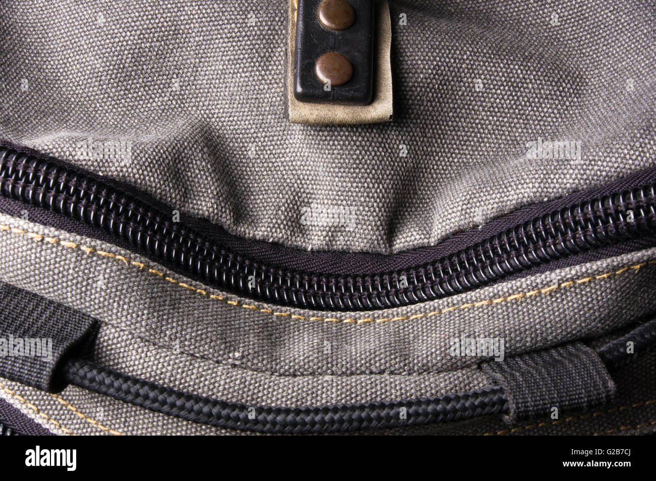 closeup of a pockets and fittings in the black backpack Stock Photo - Alamy