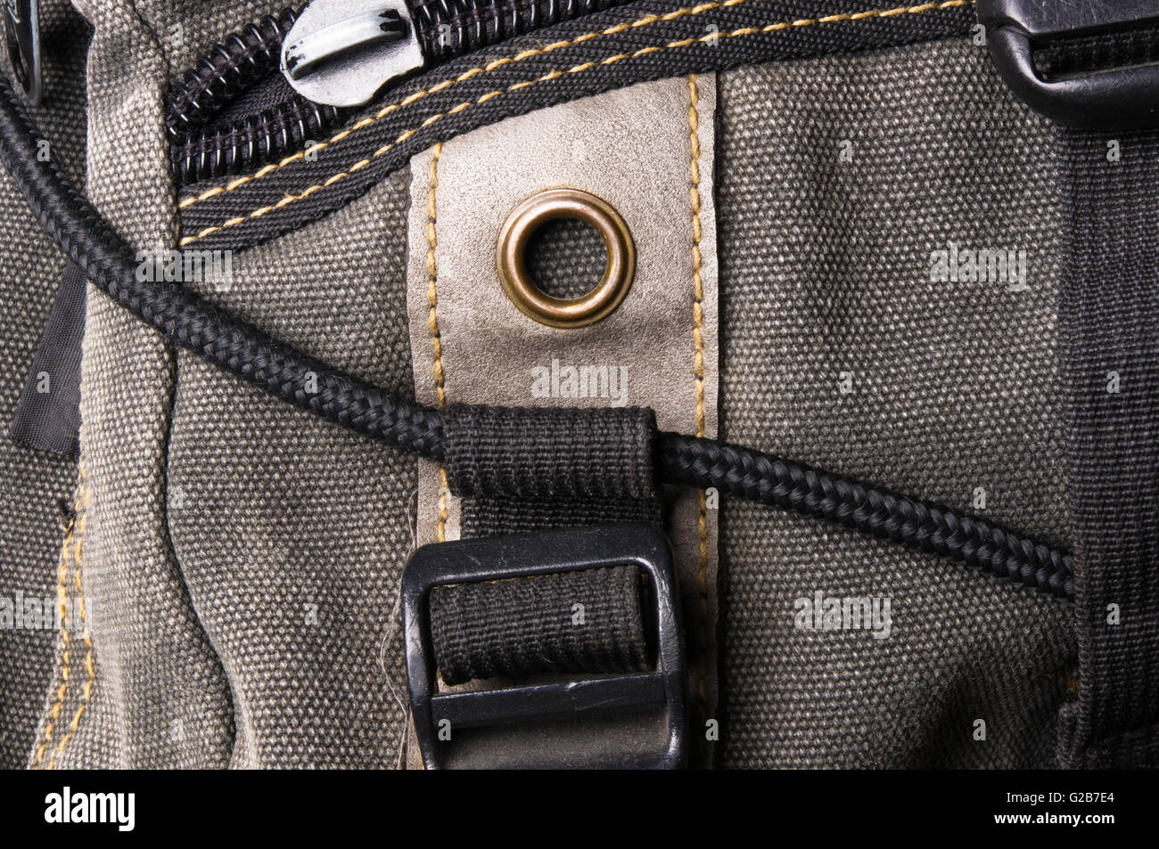 closeup of a pockets in the brown backpack Stock Photo - Alamy