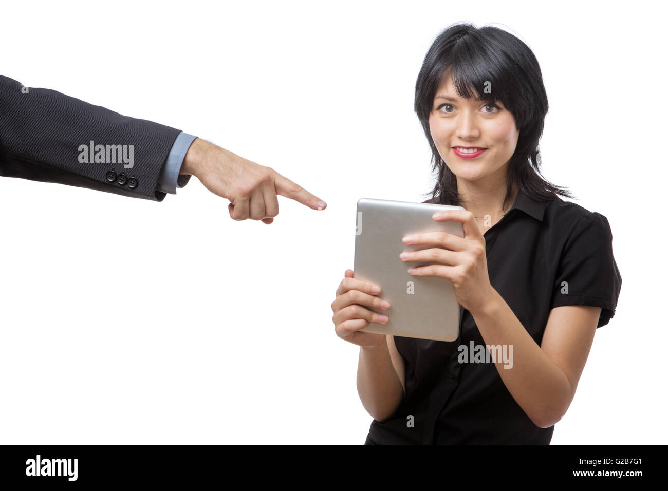 Computer email happy woman Cut Out Stock Images & Pictures - Alamy