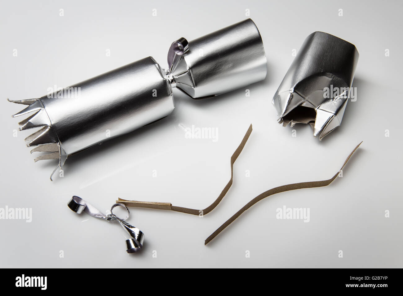 still life image of single single chrismas cracker on plain background ...