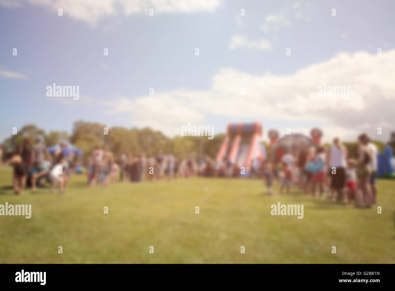 Blur defocused background of people in park fair, summer festival ...