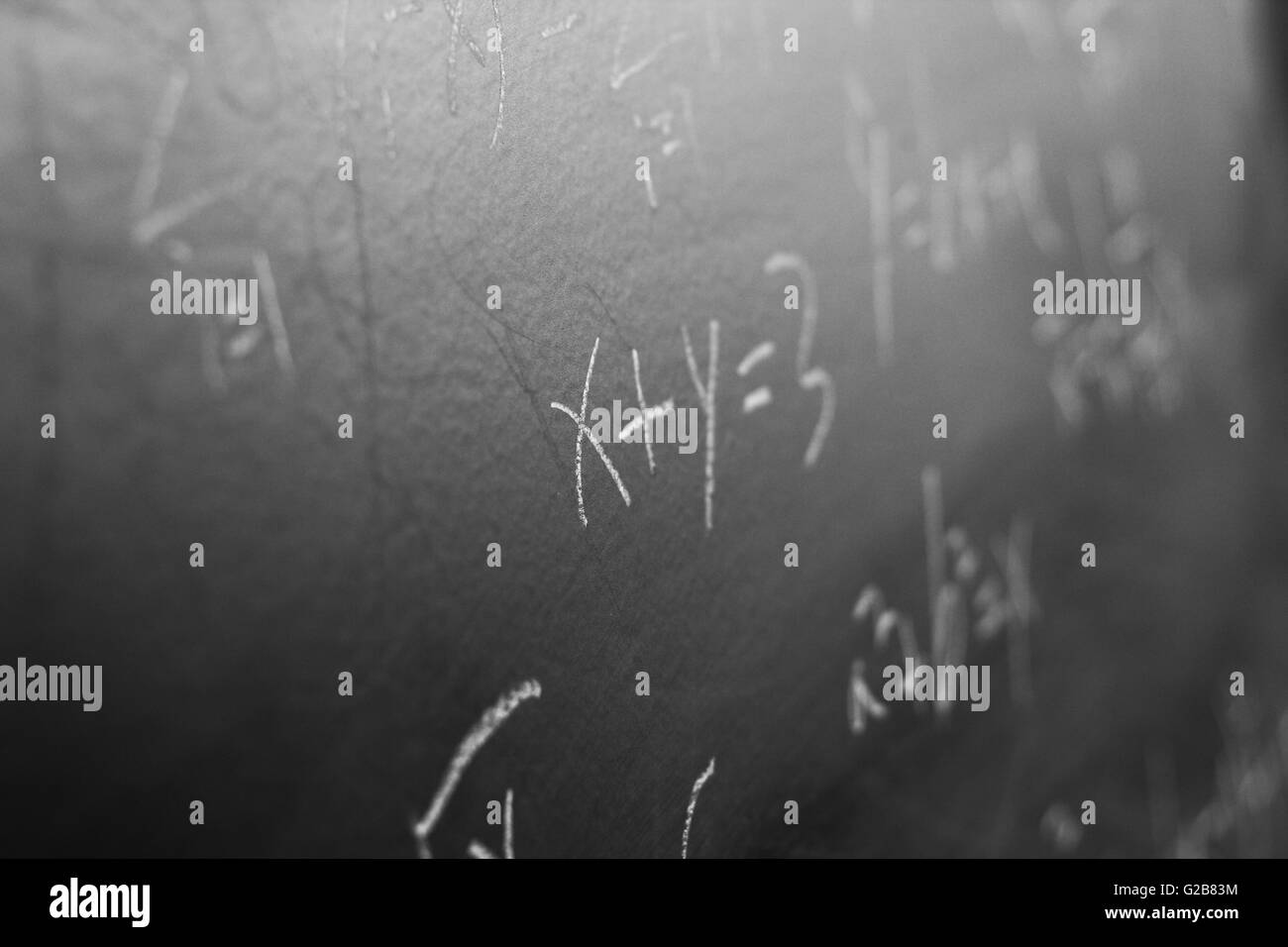 Maths formulas written by white chalk on the chalkboard background ...