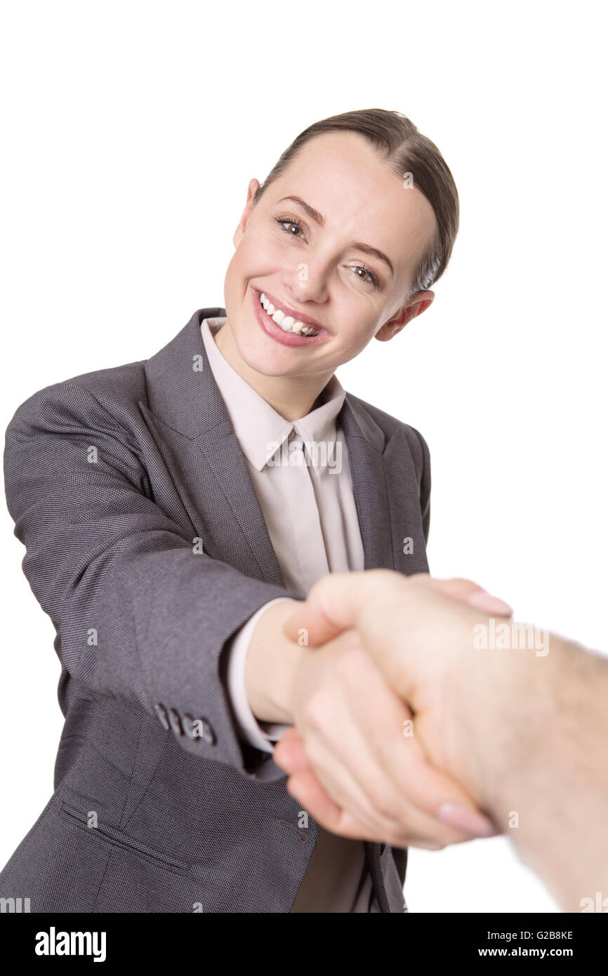 Female shaking man's hand hi-res stock photography and images - Alamy