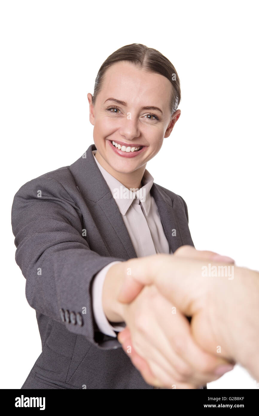 Female shaking man's hand hi-res stock photography and images - Alamy