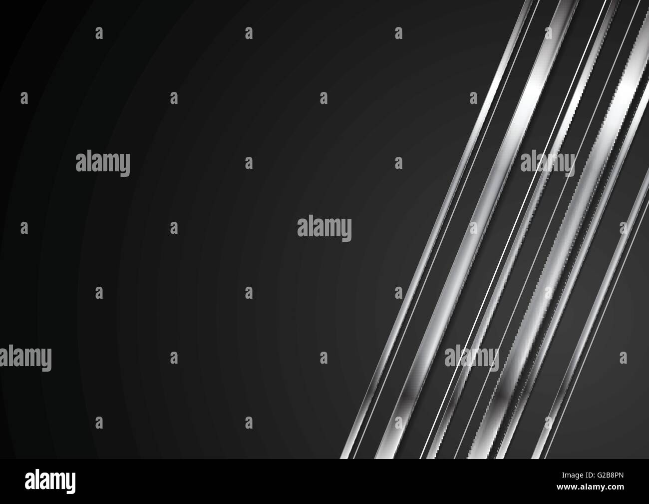 Abstract tech brilliant metallic stripes on black background. Vector ...