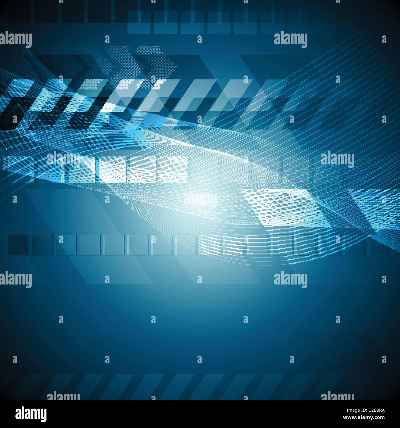 Blue tech abstract background with wavy lines. Vector illustration ...