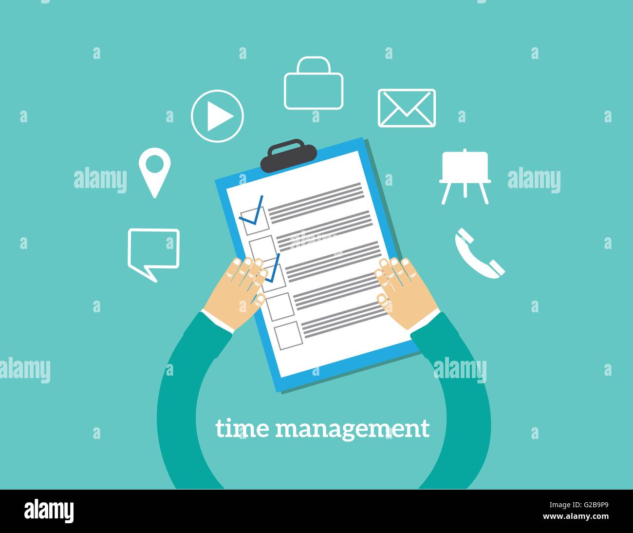 Time management concept planning, organization, working time. Flat ...