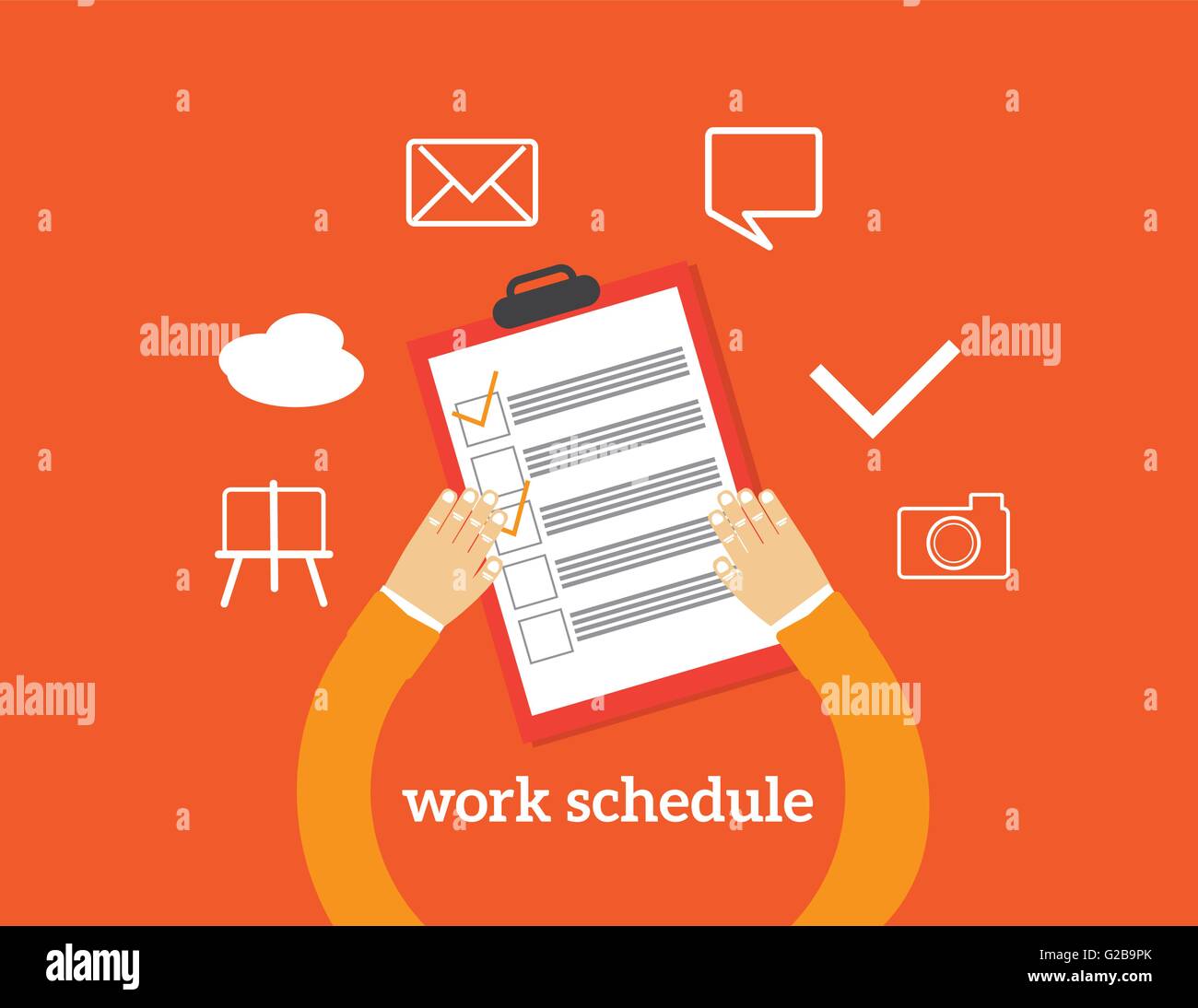 Flat design colorful vector illustration concept fo work schedule ...