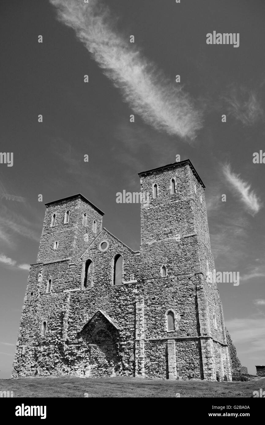 Reculver church towers Black and White Stock Photos & Images - Alamy