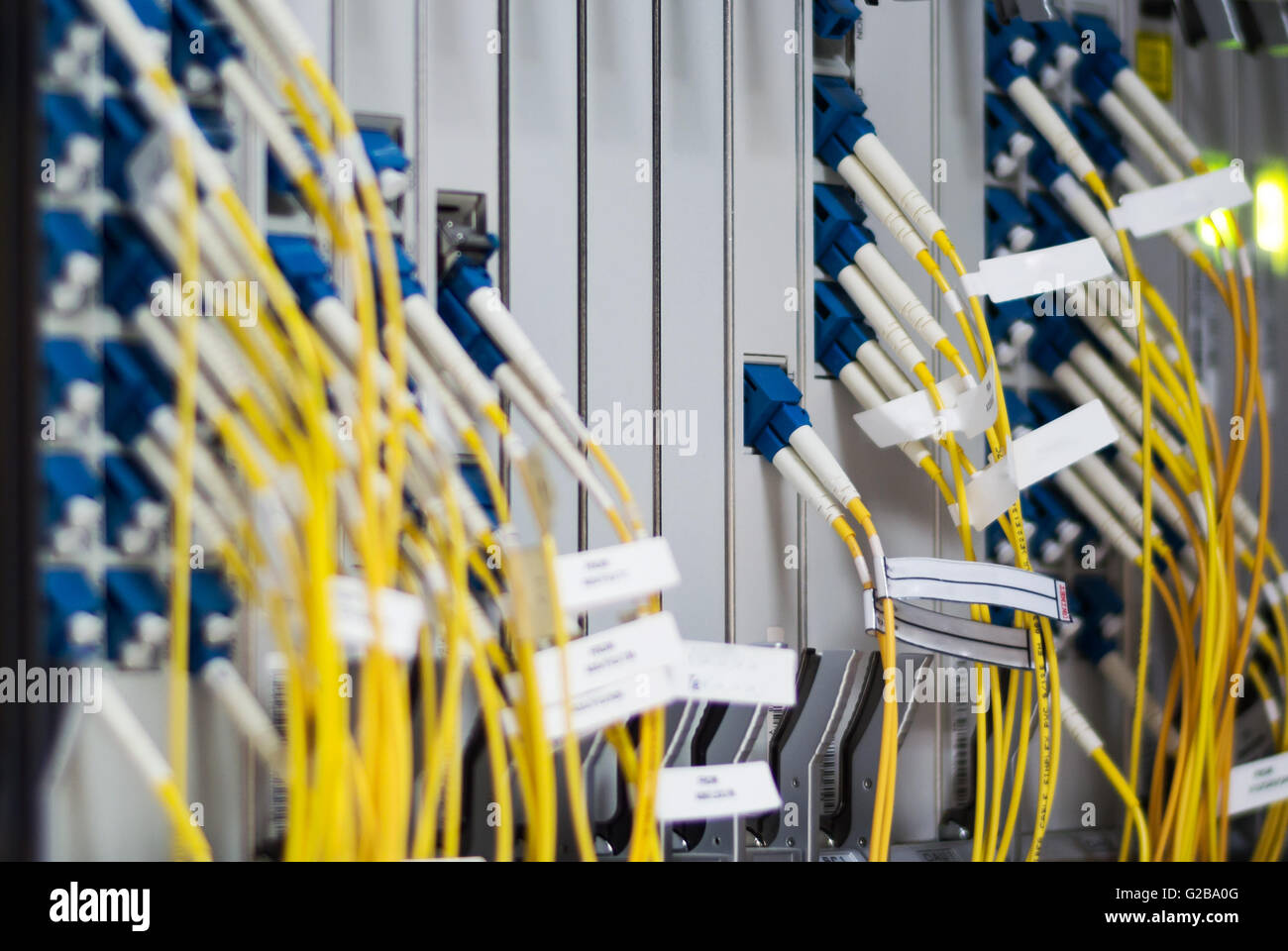 fiber optic with servers in a technology data center Stock Photo - Alamy