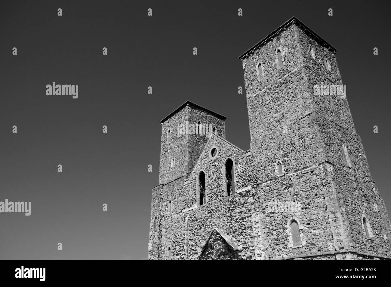 Reculver church towers Black and White Stock Photos & Images - Alamy